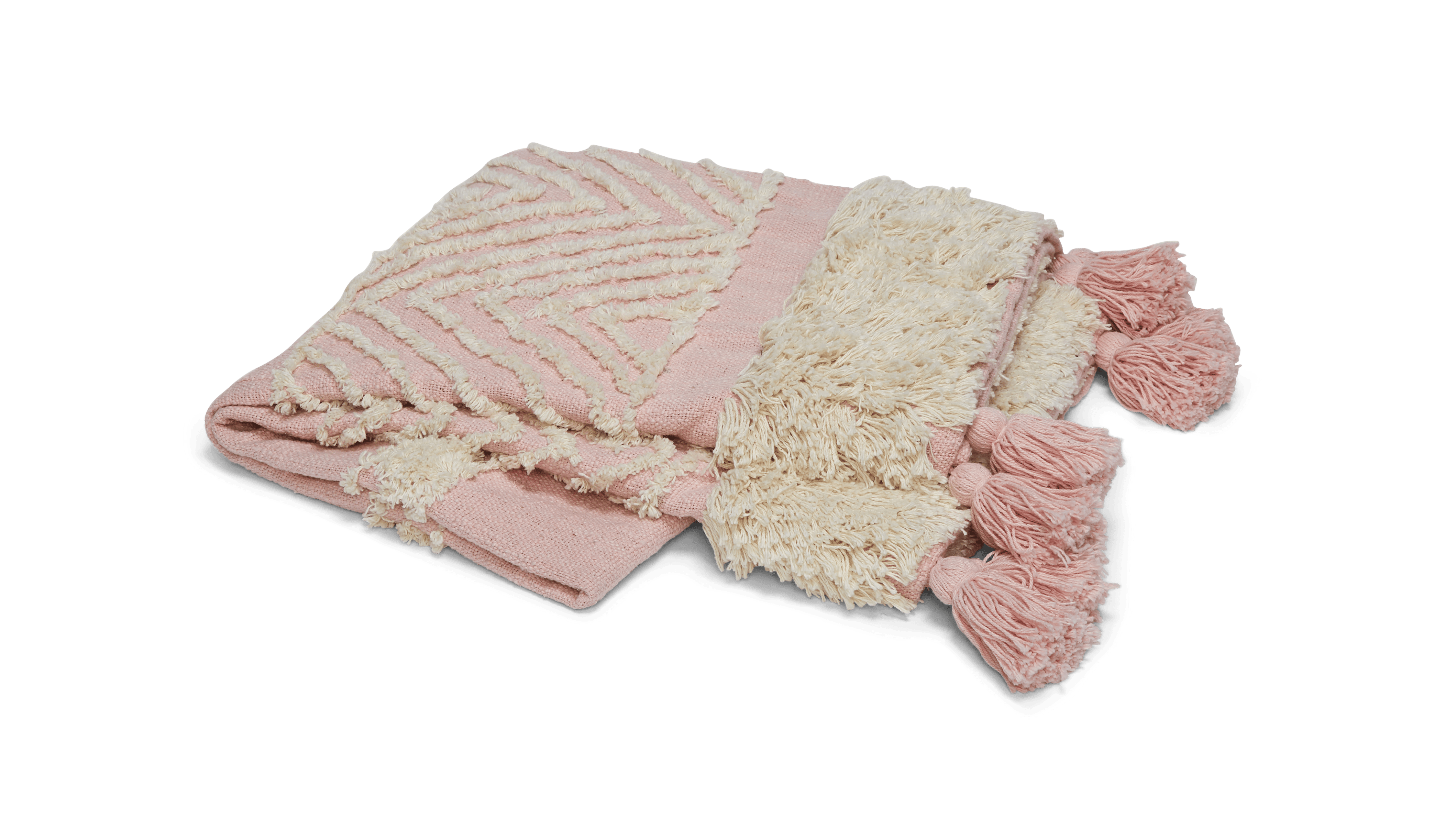 Tufted Slub Pink and Yellow Throw | Joybird