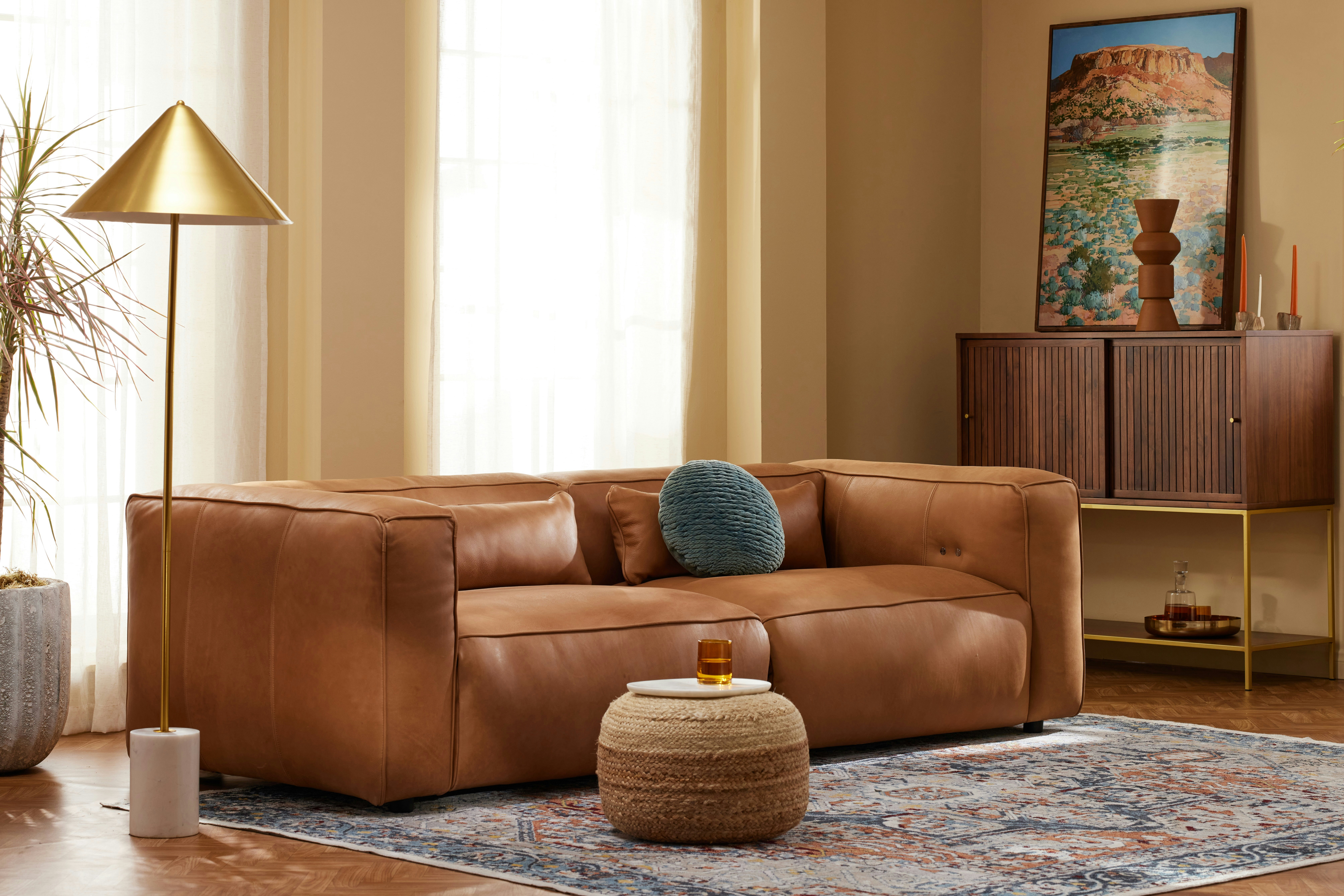 Brock Leather Convertible Sofa Daybed Joybird