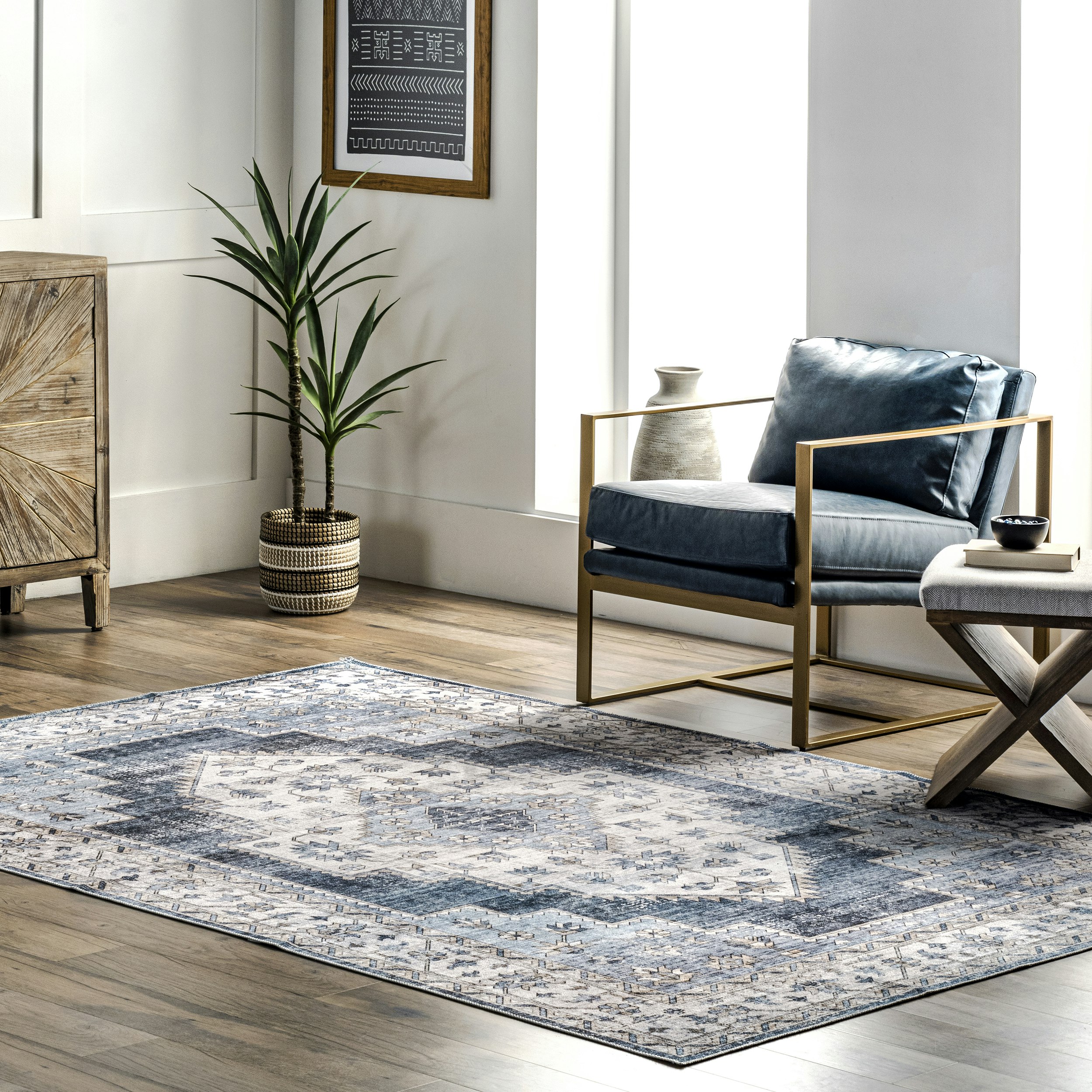 Indigo Hattie Washable Rug | Joybird